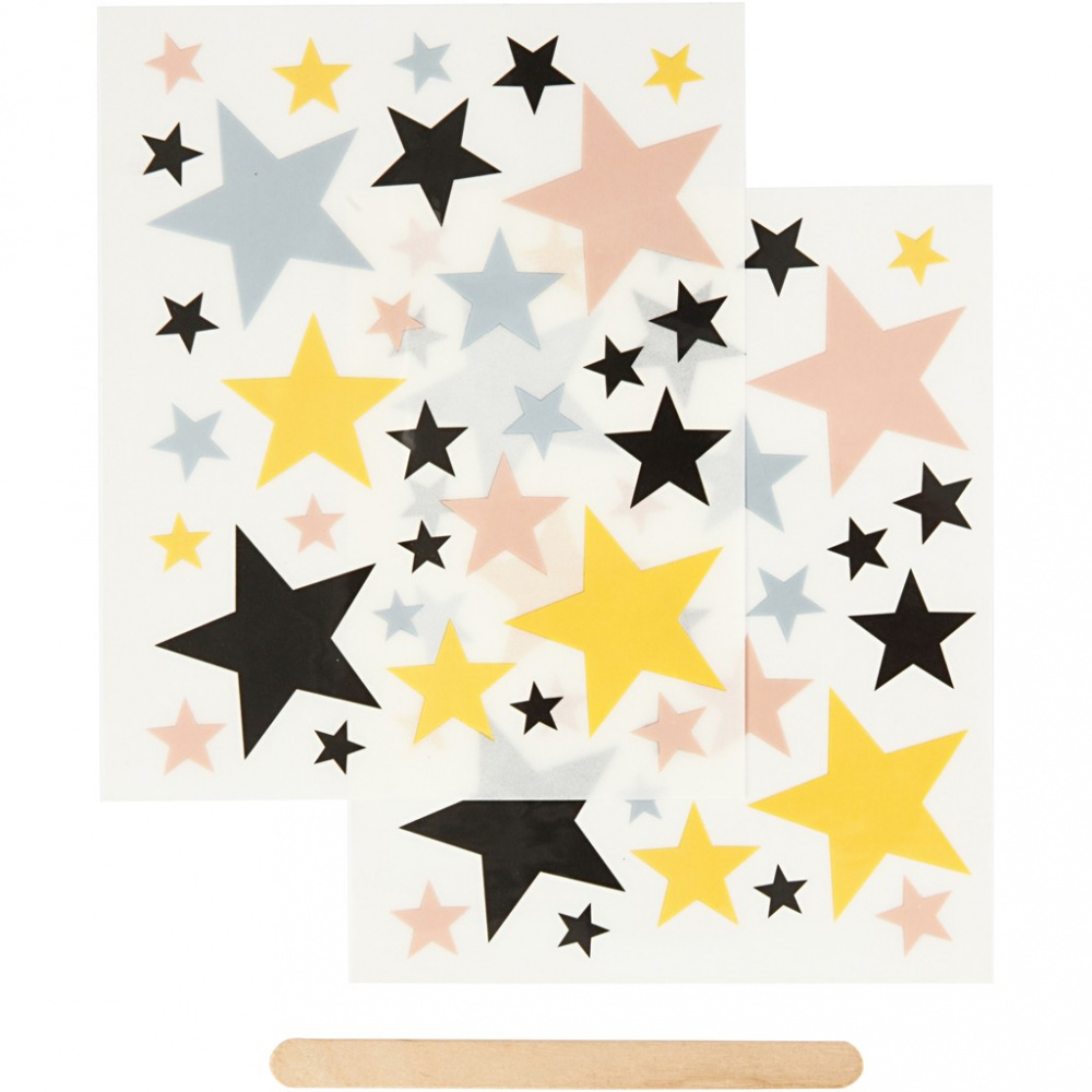 Rub on merkelapper, ark 12,2x15,3 cm, stjerner, 1pk. - Scrappegarasjen AS